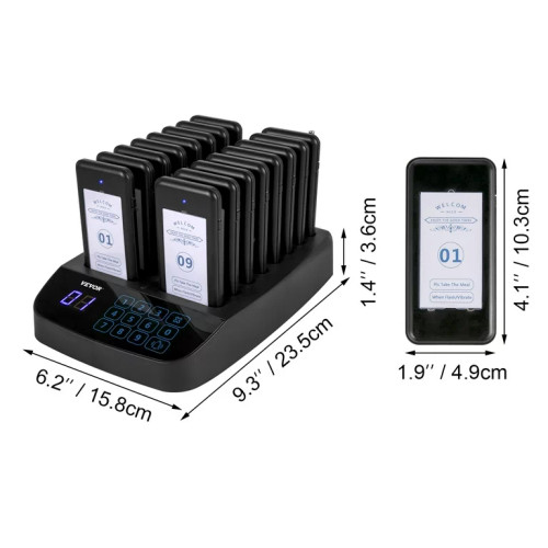 F101 Restaurant Pager System 16 Pagers, Max 98 Beepers Wireless Calling ...