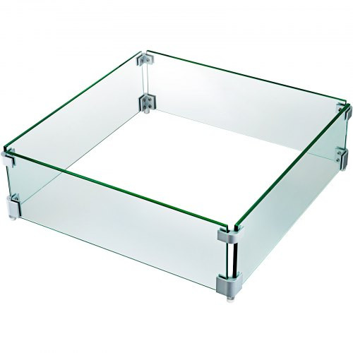 Square Fire Pit Wind Guard, 19" x 19" x 6" Glass Flame Guard, Fire Wind ...