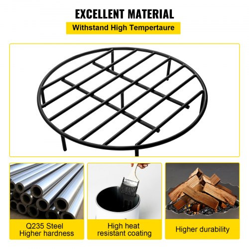 Fire Pit Grate, Heavy Duty Iron Round Firewood Grate, Round Wood Fire ...