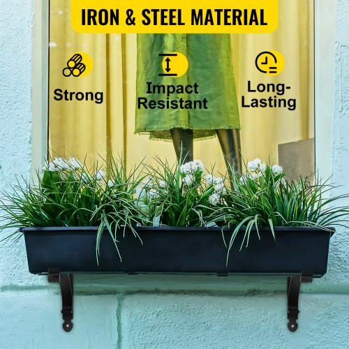 Window Box Brackets 88lbs Planter Box Brackets 24 x 10.5 x 10 in Black ...