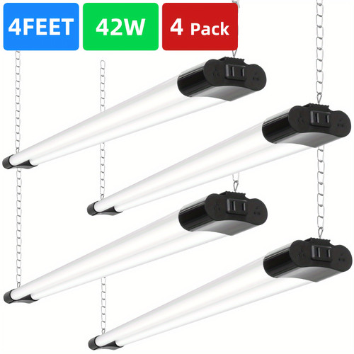4 Pack 42w Double Tube Light Fixture LED Shop Light For Garage Or Shop ...