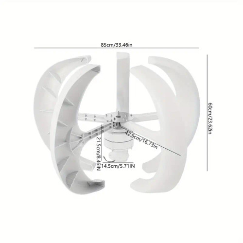 600W 12V 4-Blade Wind Turbine Kit - White, Metal Vertical Generator ...