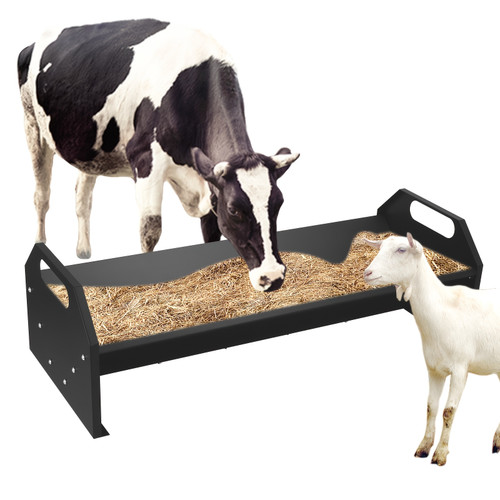 Portable 45" Long Livestock Feeding Trough,Galvanized Steel 22 Gallon ...
