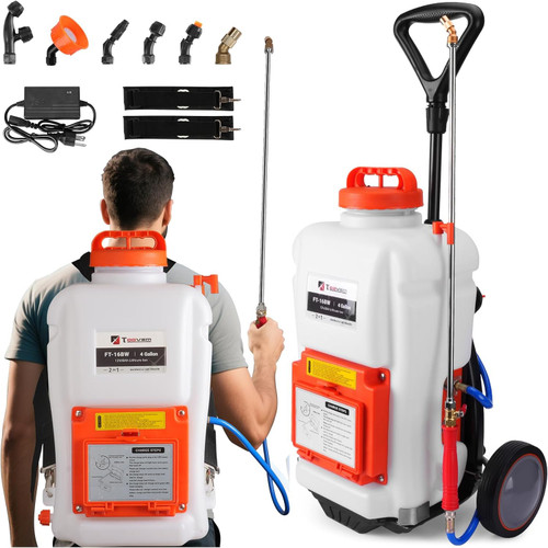 Battery Powered Backpack Sprayer 4 Gallon, Adjustable 0-94 PSI, 4FT ...