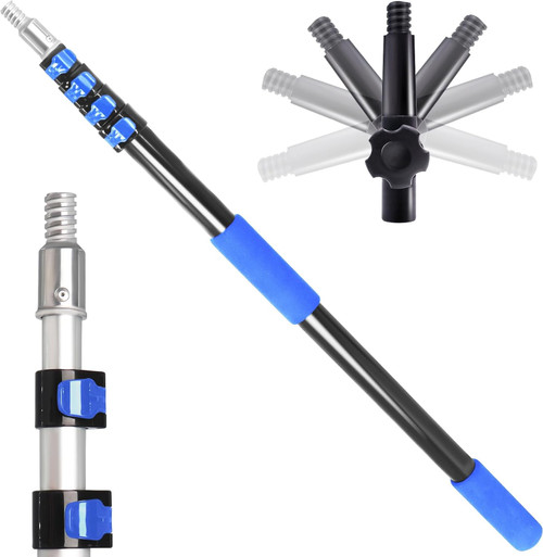 28FT Reach Telescopic Extension Pole, 5-20FT Multi-Purpose Extendable ...