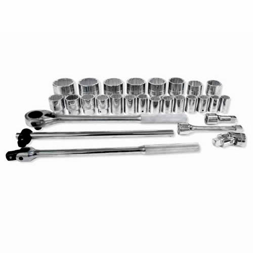 3/4in Dr. socket set metal box 12pt. 21mm-60mm 28pc.