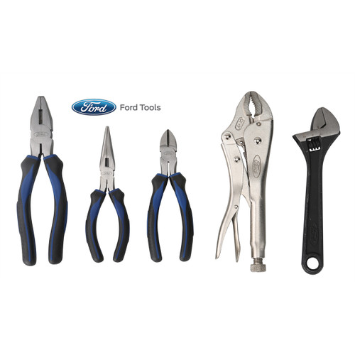 Ford Tools 5 Piece Plier Set With Locking Pliers And Adjustable Wrench ...