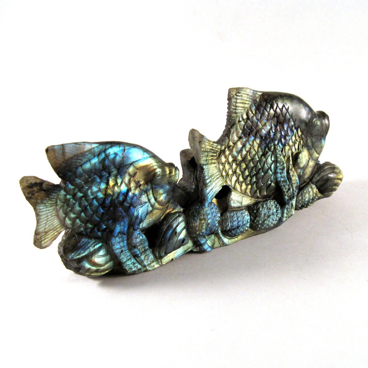 Carved Labradorite Fish Scene