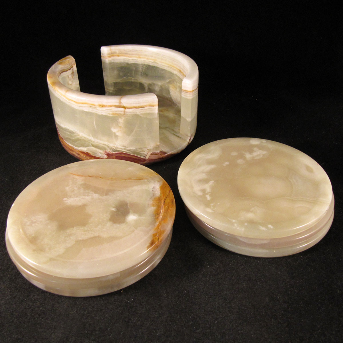 Banded Onyx Coasters, Set of 6 - GCOA014 - Enter the Earth, Inc