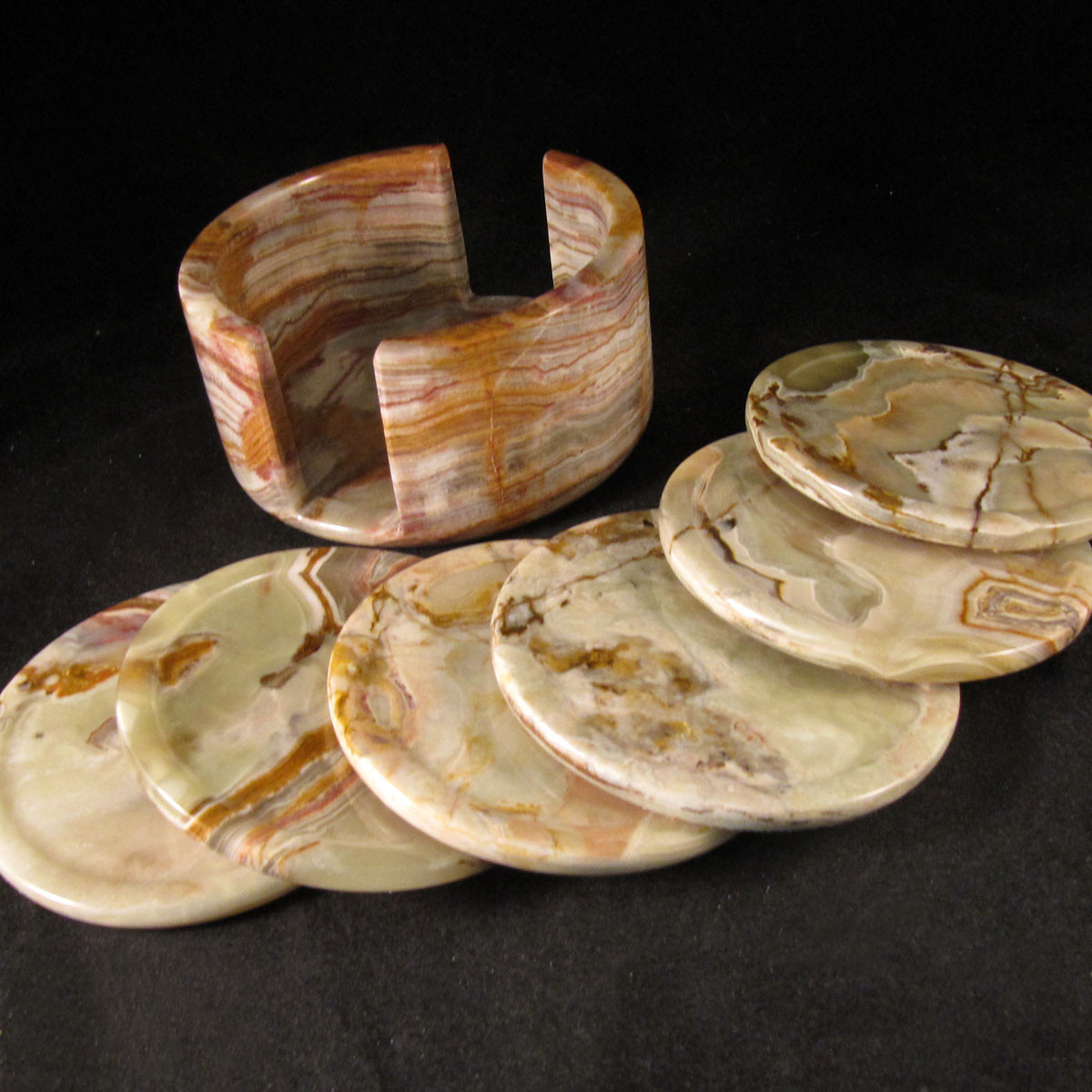 Banded Onyx Coasters, Set of 6 - GCOA013 - Enter the Earth, Inc