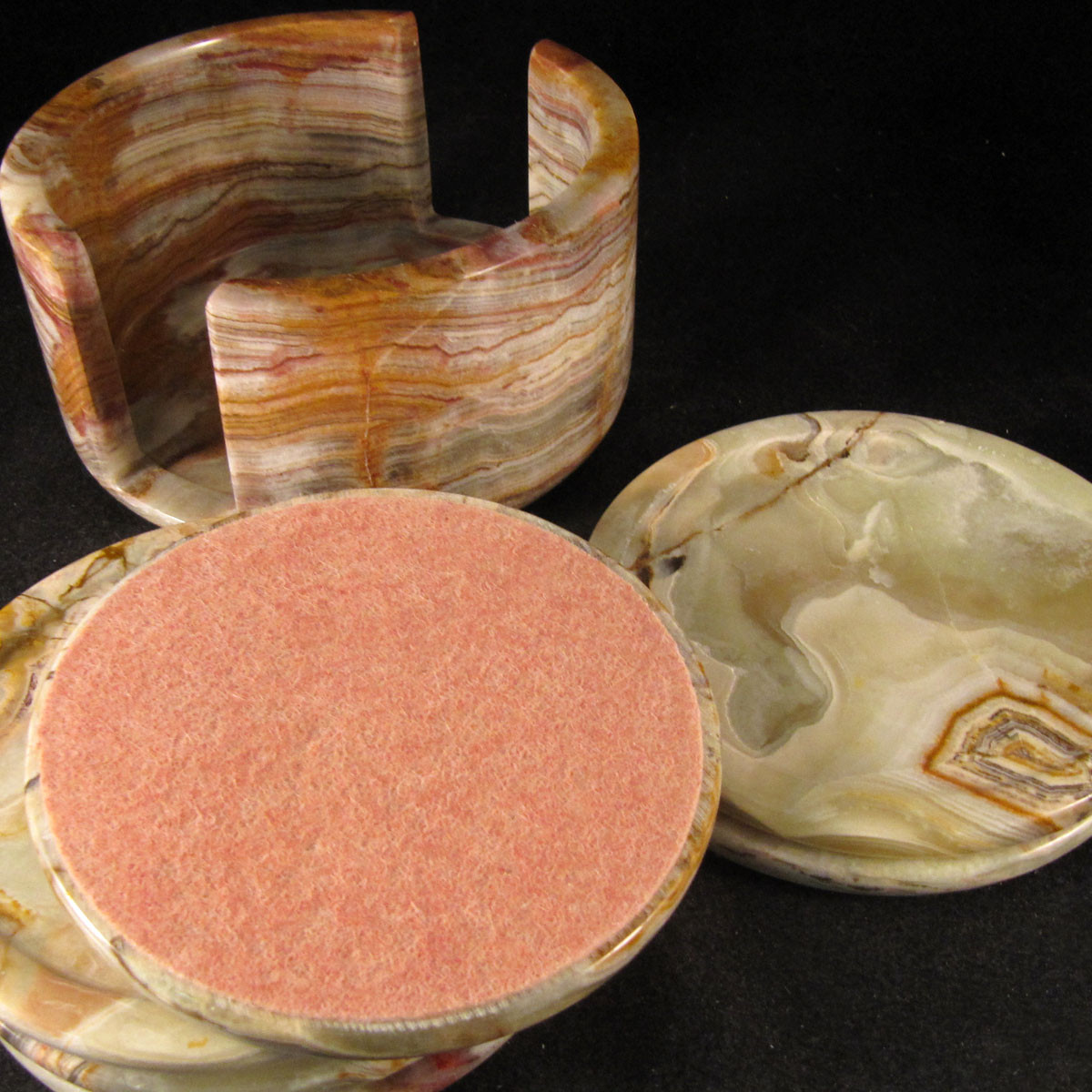 Banded Onyx Coasters, Set of 6 - GCOA013 - Enter the Earth, Inc
