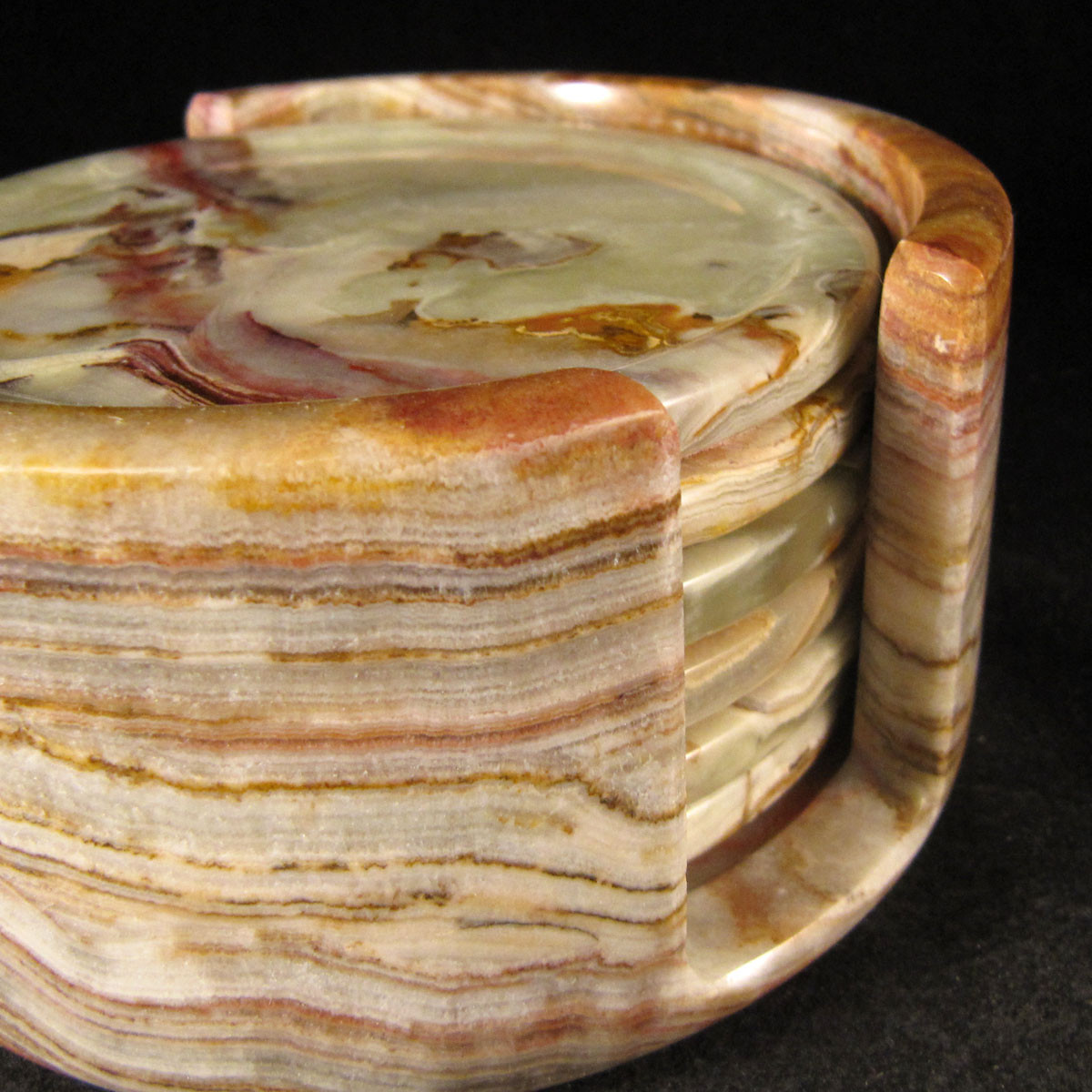 Banded Onyx Coasters, Set of 6 - GCOA013 - Enter the Earth, Inc