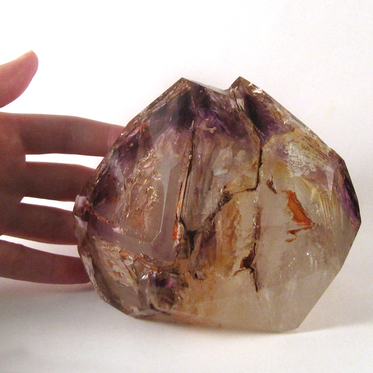 Elestial Quartz with Interior Skeletal Formations and Amethyst Phantoms
