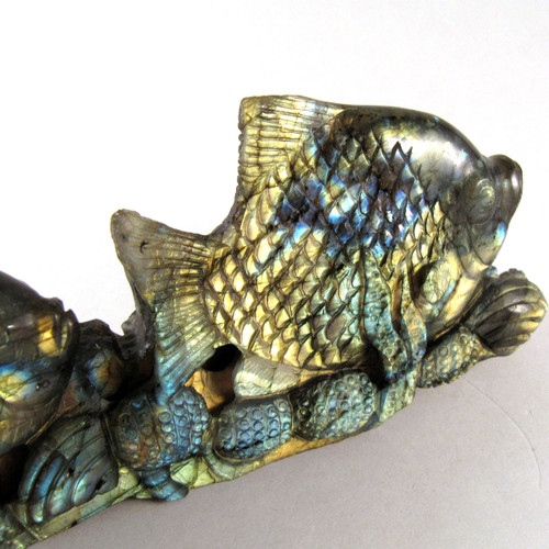 Carved Labradorite Fish Scene