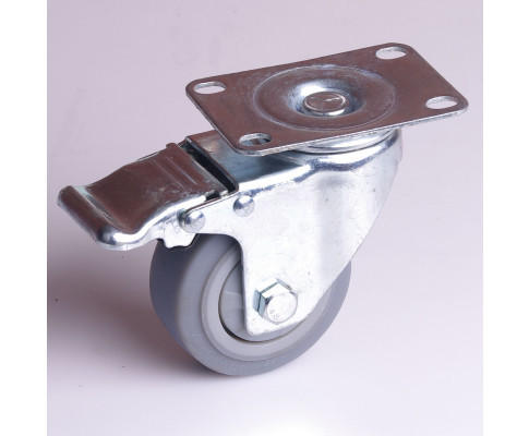 Single Heavy Duty Caster Wheel with Brake - 4 inch