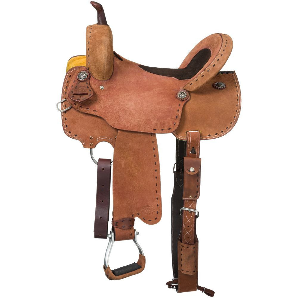ROYAL KING BRANSON ROUGHOUT BARREL SADDLE - Lazy Oak Equine