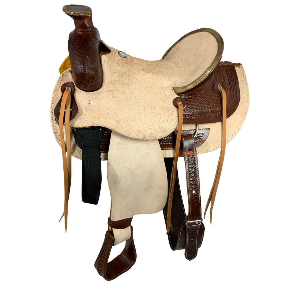 Buffalo Saddlery Rugged Outlaw Natural Roughout Roper Style Saddle - 16 ...
