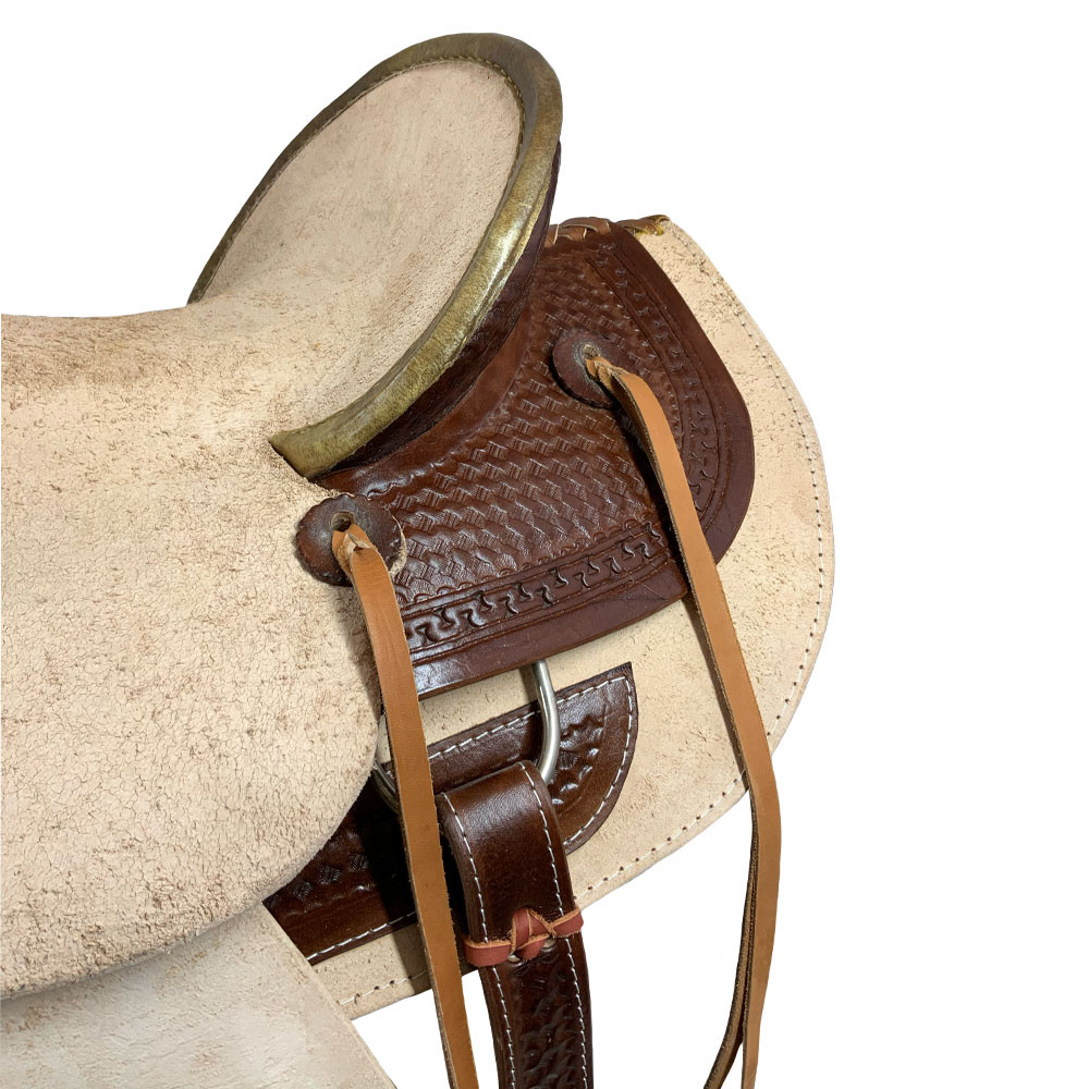 Buffalo Saddlery Rugged Outlaw Natural Roughout Roper Style Saddle - 16 ...