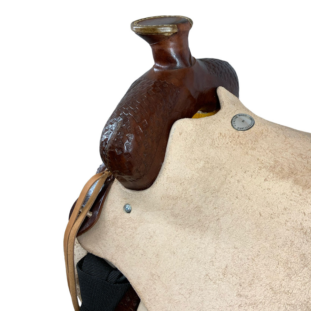 Buffalo Saddlery Rugged Outlaw Natural Roughout Roper Style Saddle - 16 ...