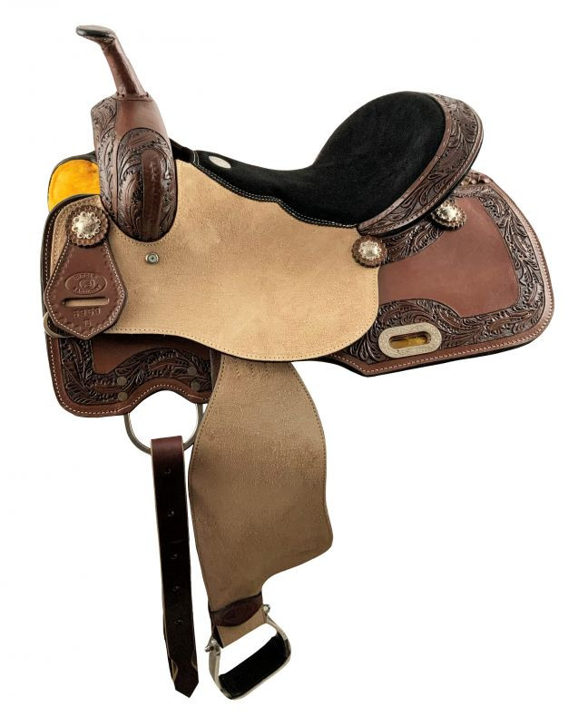 14" 15" 16' Teal Light Oil Barrel Saddle - Lazy Oak Equine