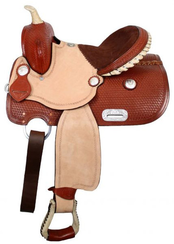13" Double T Youth Saddle with 3/4" Half Breed Suede Leather Seat ...