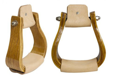 Showman ® Curved wooden stirrup with leather tread - Lazy Oak Equine