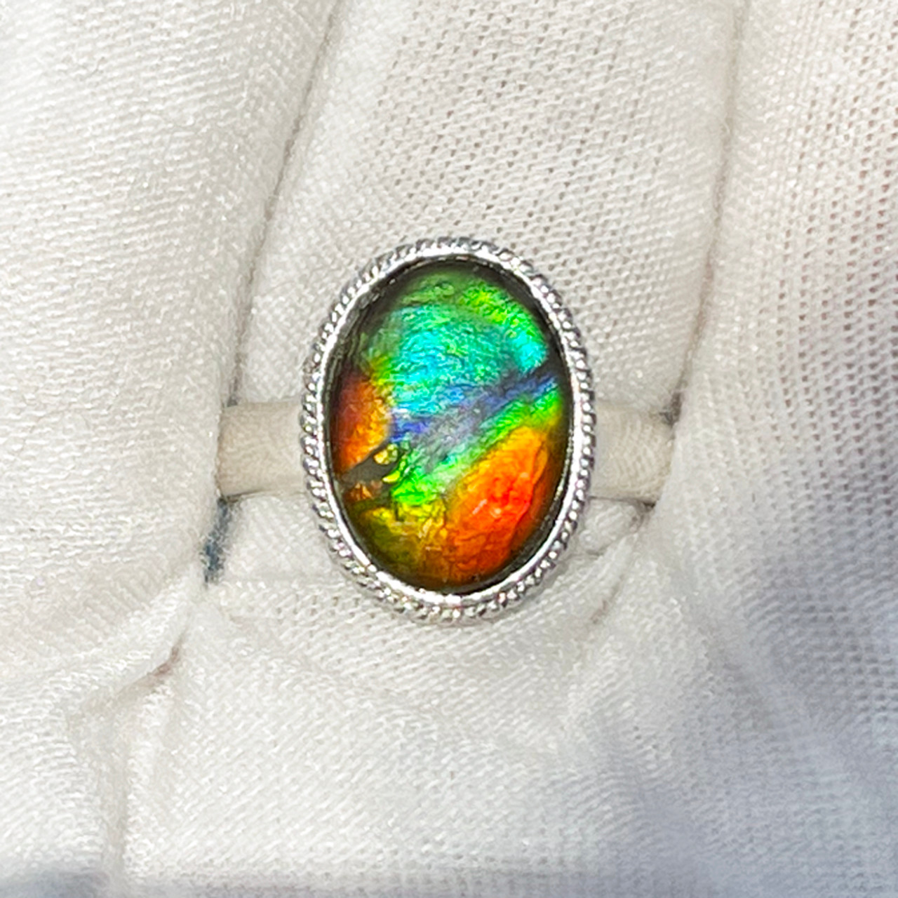 Korite Ammolite Oval Rosalind Ring 11KSR