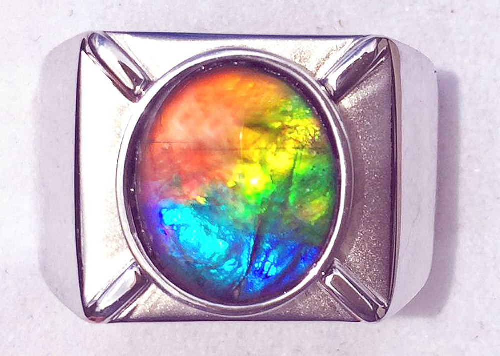 Ammolite Oval Ring Sterling Silver 31SR