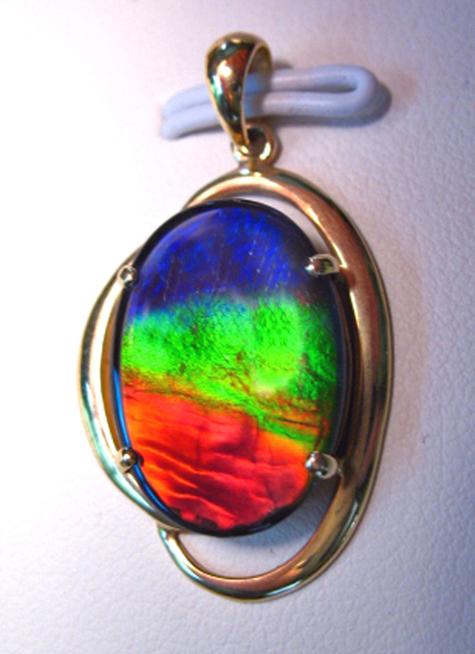 Korite Ammolite Pear Rene Set 18K 2KGS