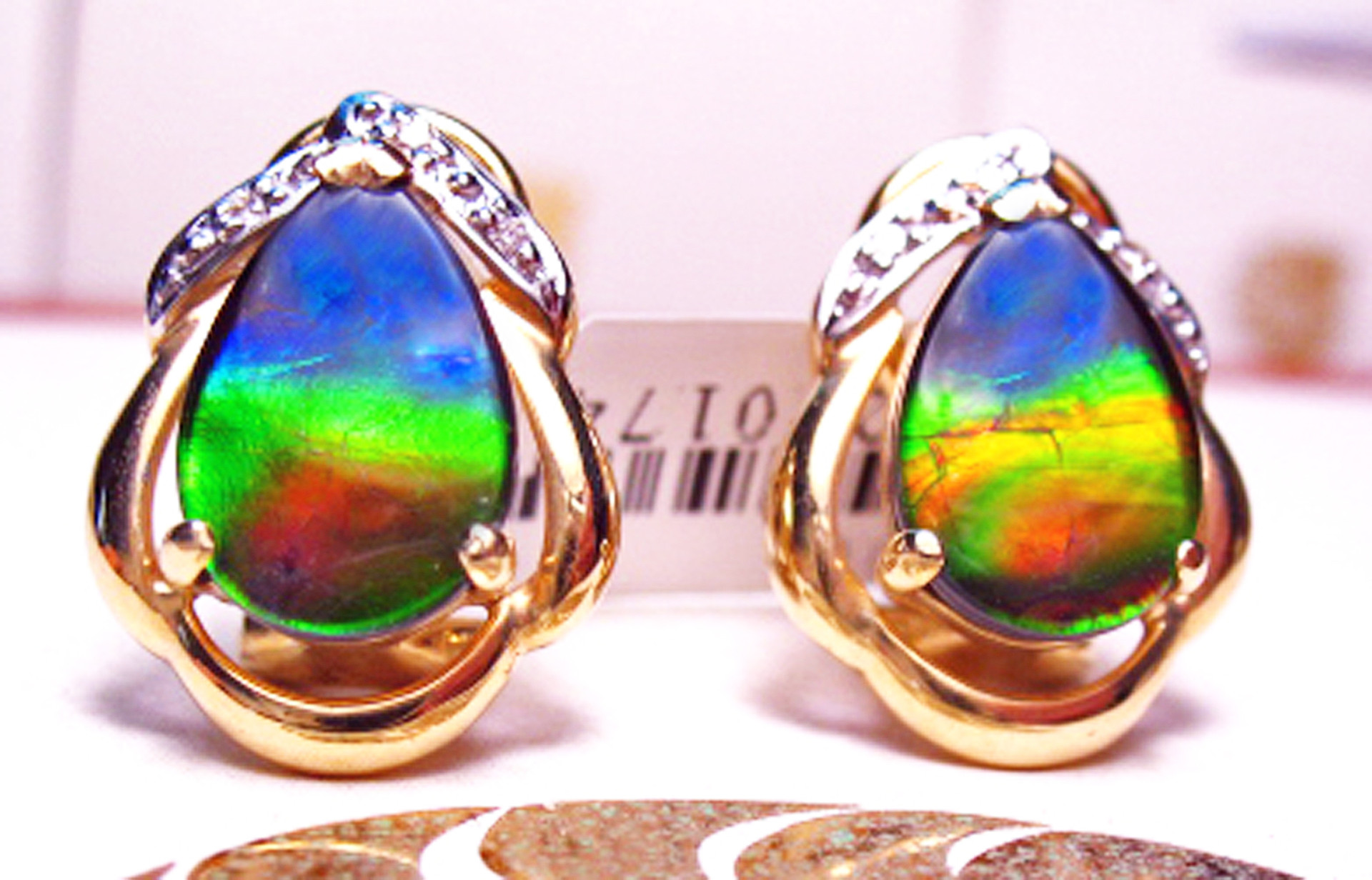 Ammolite Earrings - Korite Brand Ammolite Earrings - Korite Brand White ...