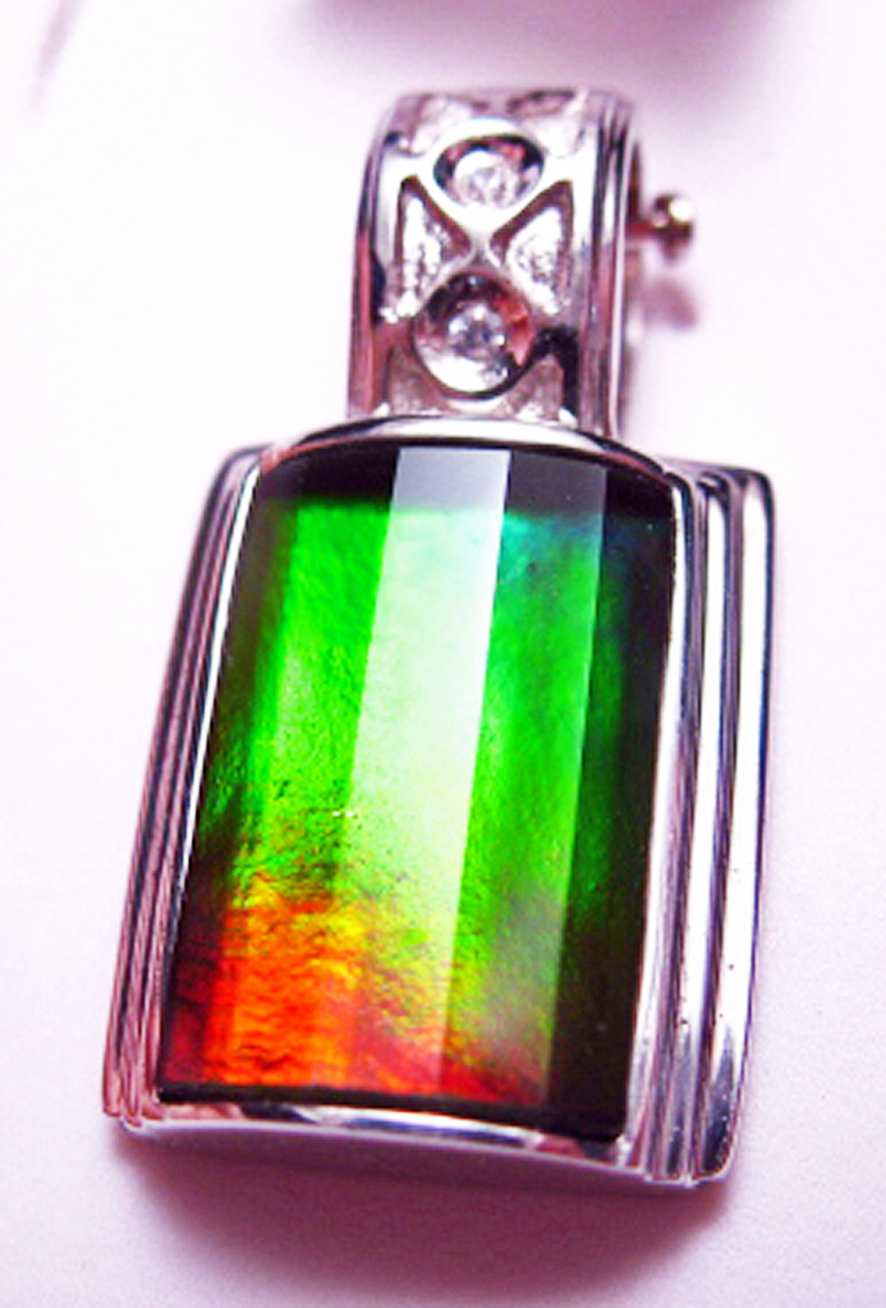 Korite Ammolite Faceted Pear Lydia Pendant 12KGP