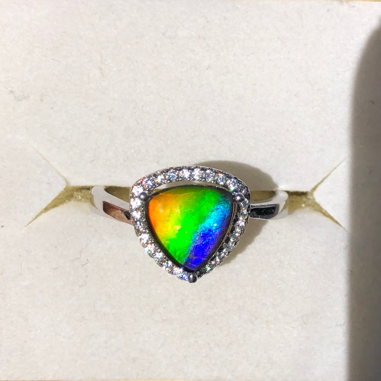 Ammolite Oval Ring Sterling Silver 31SR
