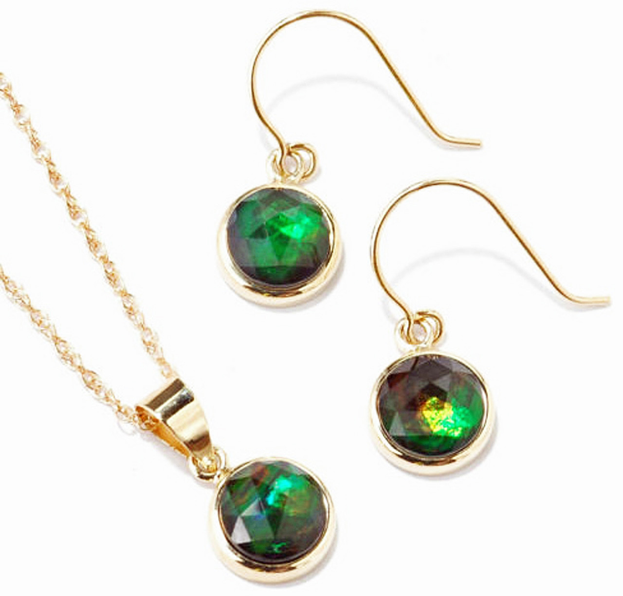Korite Ammolite Pear Rene Pendant 14KGP