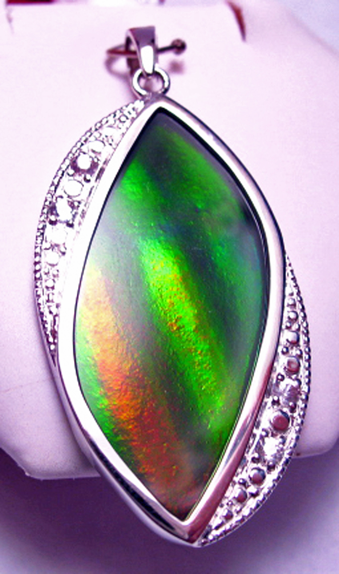 Korite Ammolite Faceted Pear Lydia Pendant 12KGP