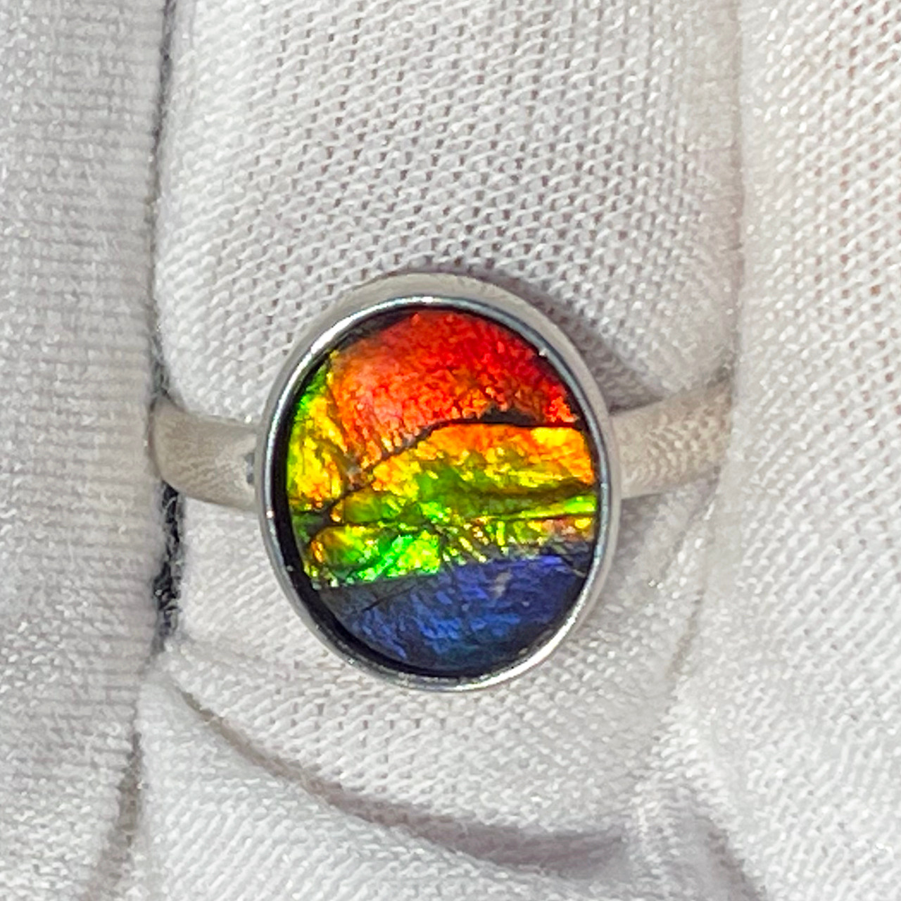 Korite Ammolite Oval Rosalind Ring 11KSR