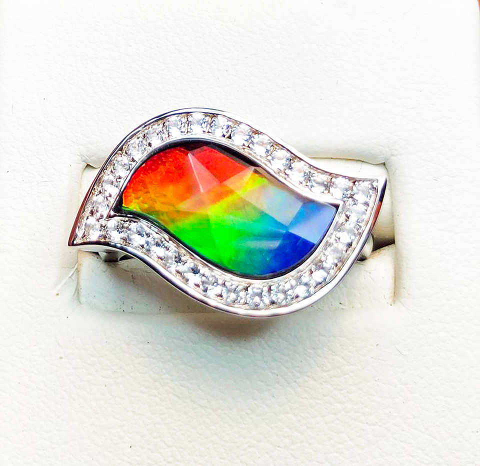 Korite Ammolite Oval Rosalind Ring 11KSR