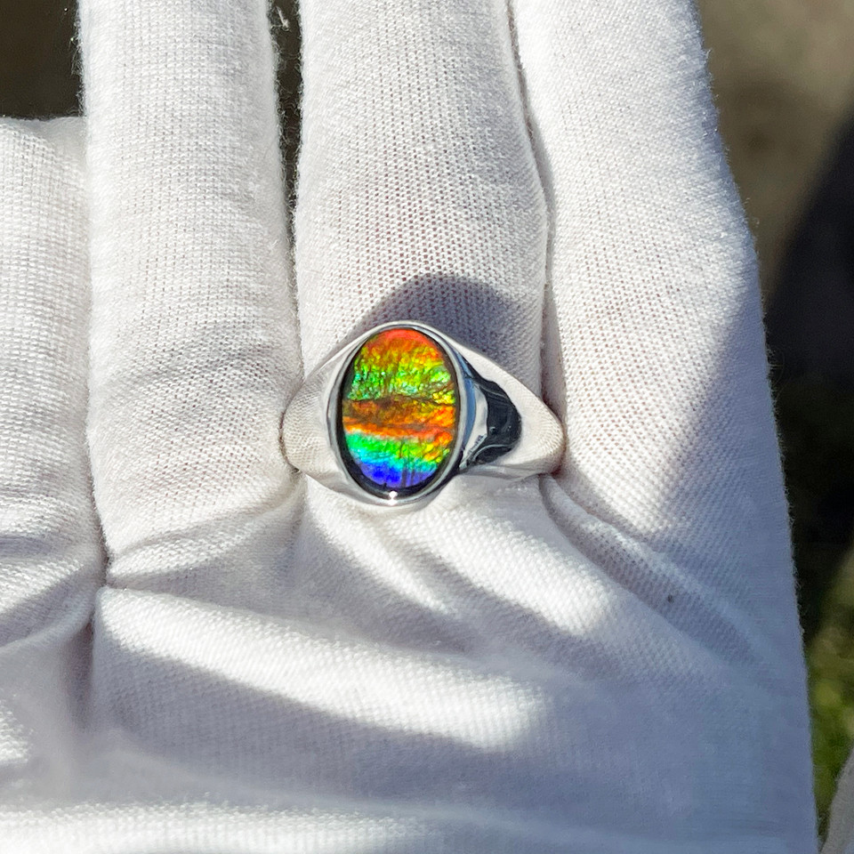 Ammolite Oval Ring Sterling Silver 41SMR