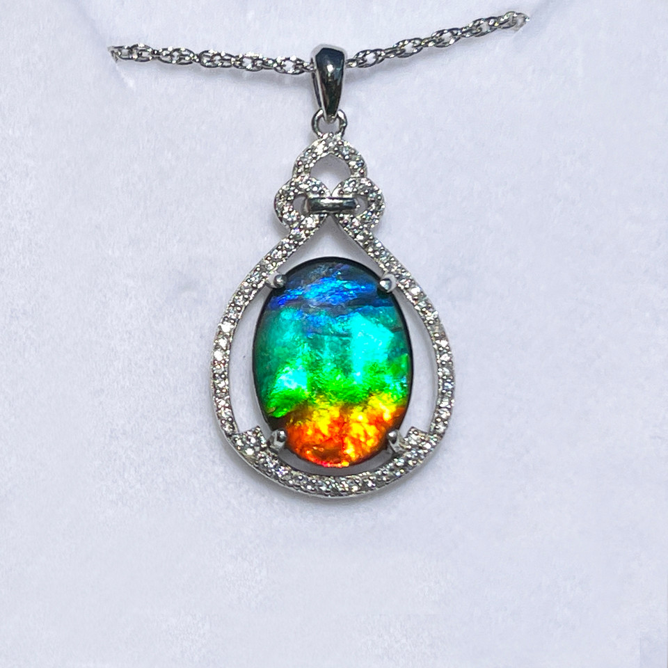 Korite Ammolite Oval X Pendant 3KGP