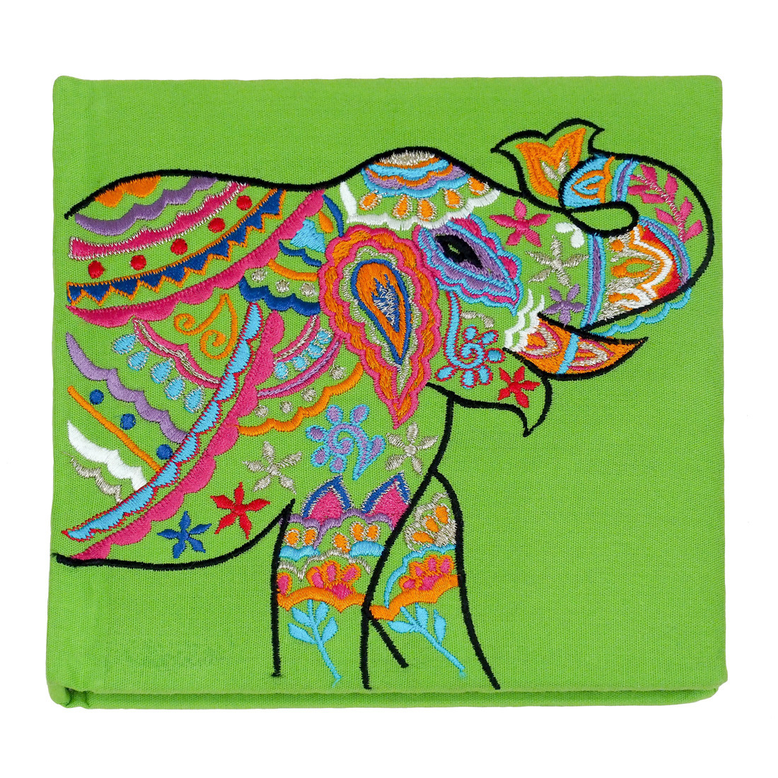 Embroidered Elephant Note Book Lime - Fair Trade | Present Company