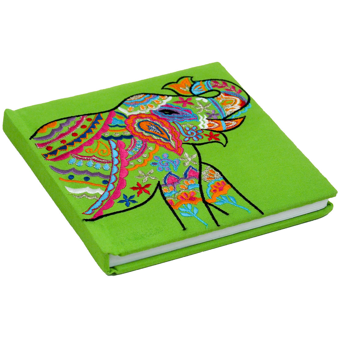 Embroidered Elephant Note Book Lime - Fair Trade | Present Company