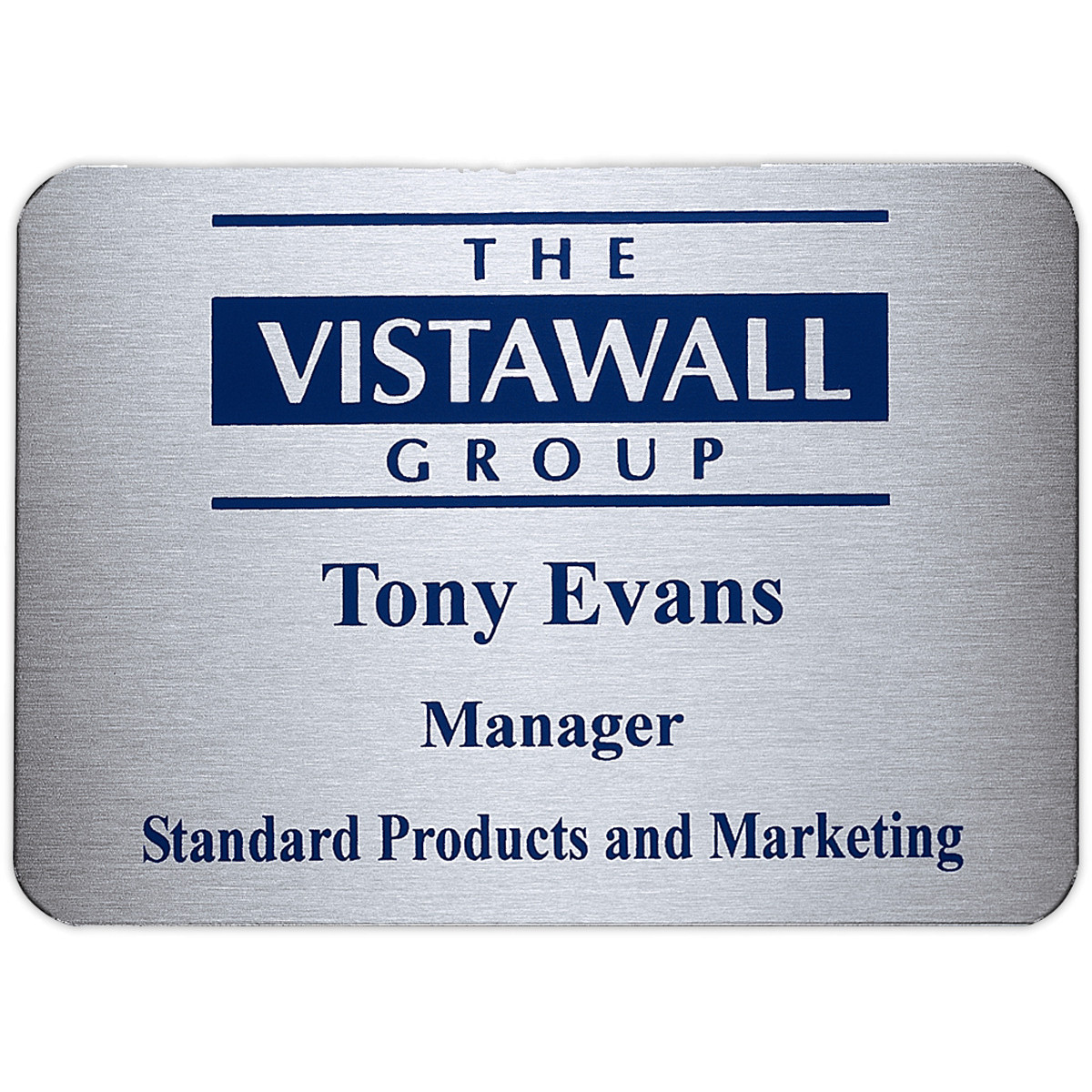 Aspen Metal Name Badge (Custom sized between 6 and 9 sq. in.) - HPG Brands