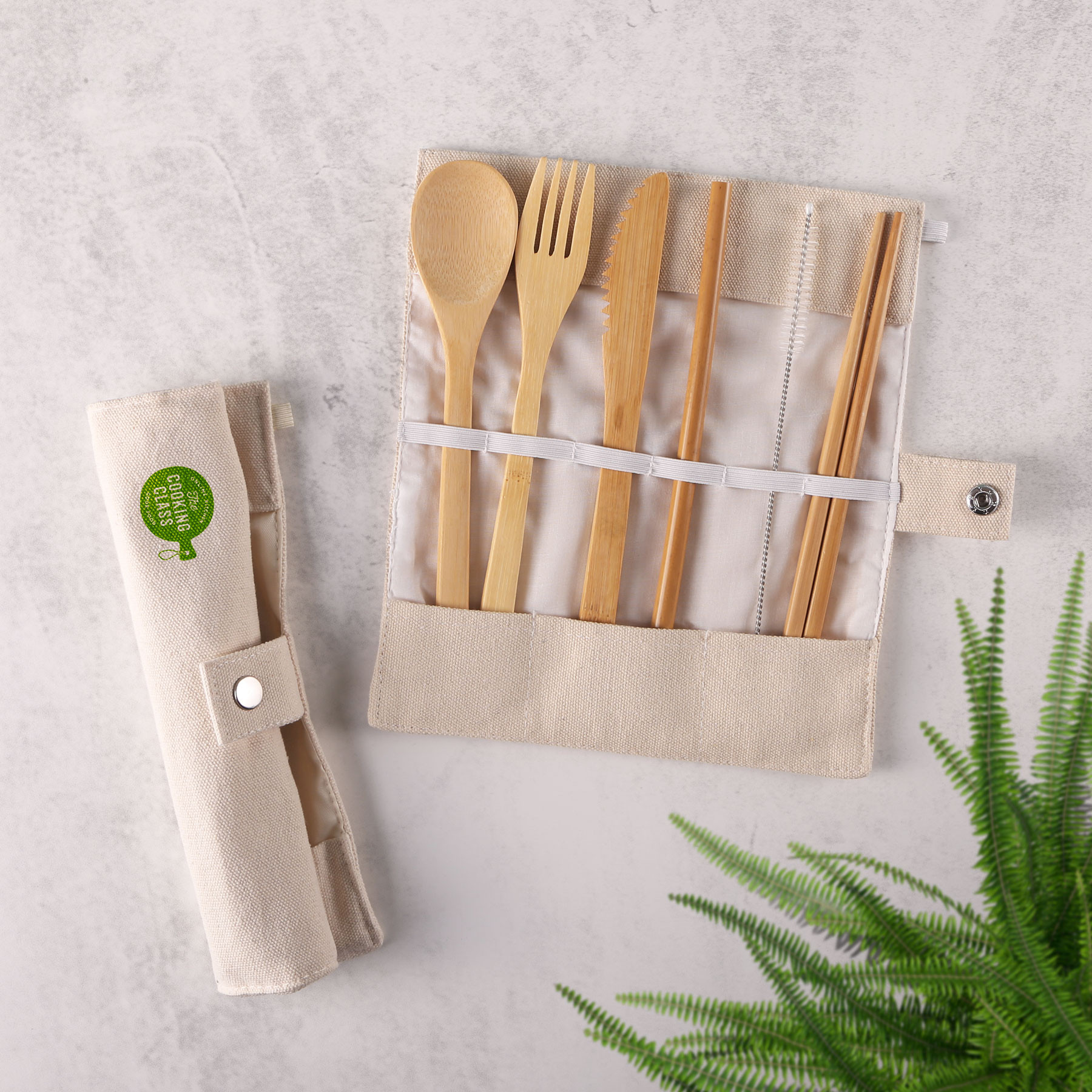 Green Bay Bamboo Utensils With Carry Pouch - HPG Brands