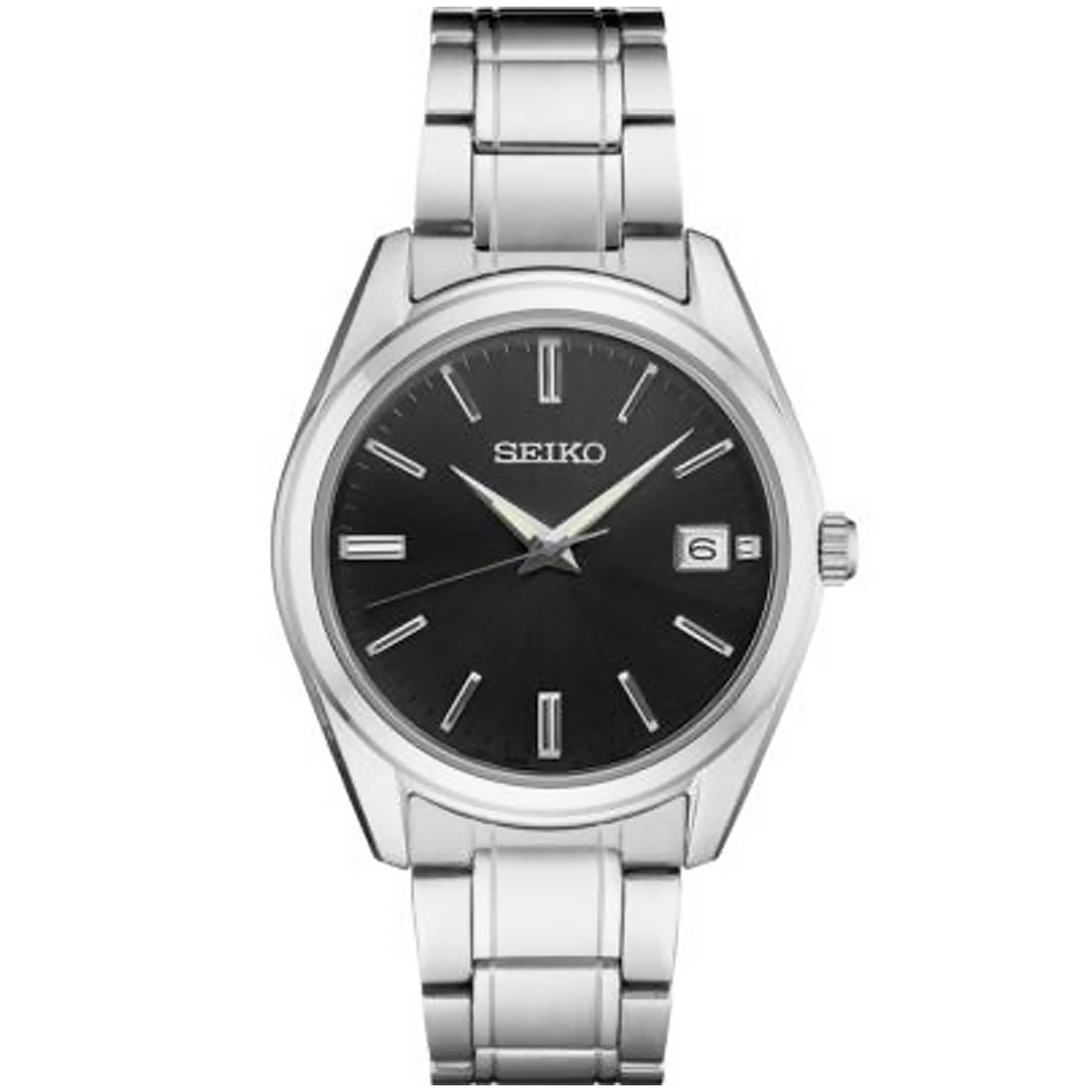 Seiko SUR311 Men's Essentials Watch: Silver & Black - HPG Brands