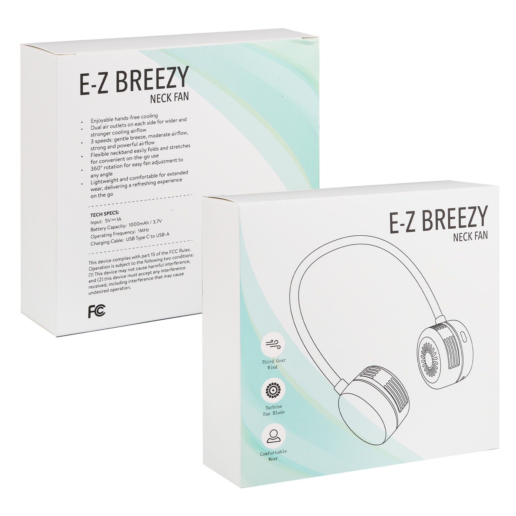 E-Z Breezy Rechargeable Neck Fan - HPG Brands