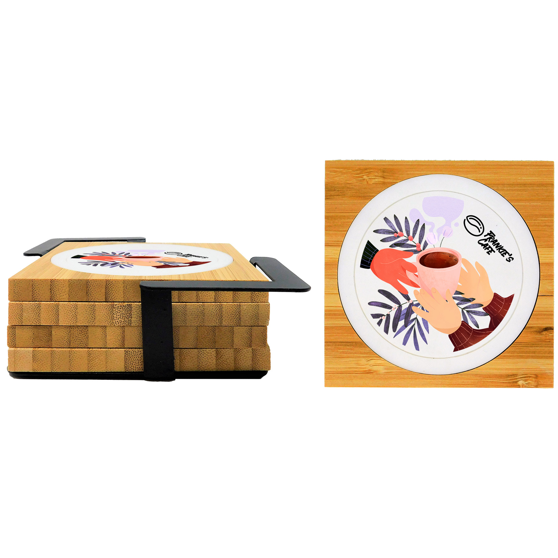 4 Pc. Spectrum Coaster Set In Metal Stand - HPG Brands