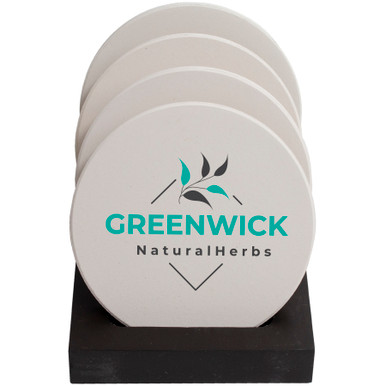 Round Ceramic Coaster: 4 Pc. Set with Stand - HPG Brands