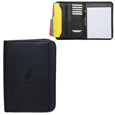 Zippered Notepad Portfolio: Simulated Leather - HPG Brands