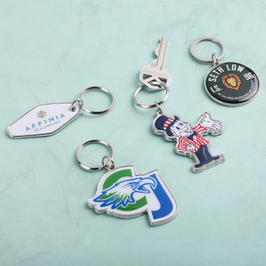 Custom Die Cast Keychain W/Offset Print & Epoxy Dome: 1 Side Imprint ...