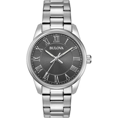 Bulova 96A222 Men's Silver Bracelet Watch with Round Grey Dial - HPG Brands