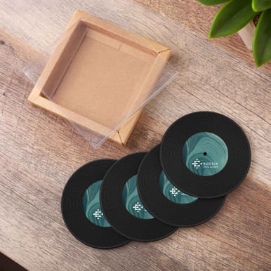 4 Piece Record Coaster Set In Box - HPG Brands